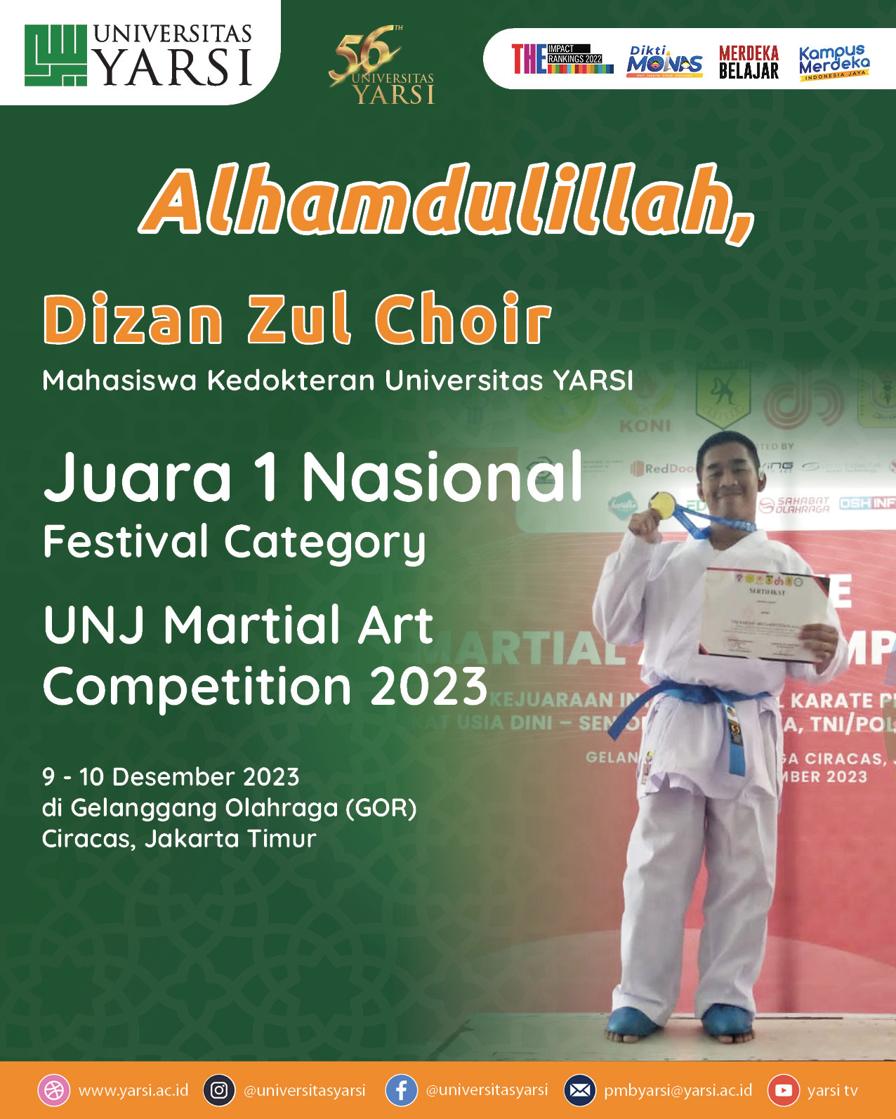 Mahasiswa FK Yarsi Juara Satu kompetisi Karate – Universitas YARSI